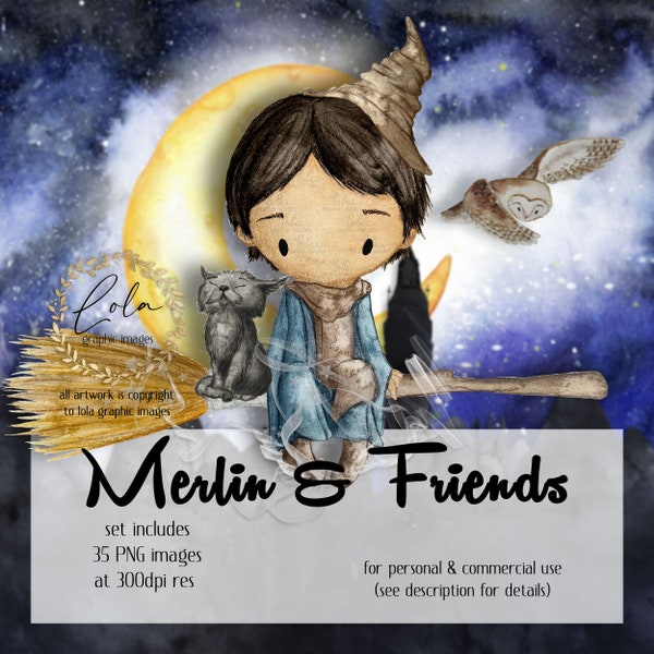 Merlin magic wizard - Etsy España