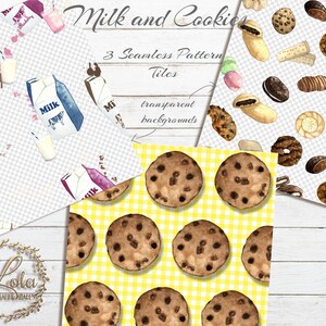 Milk and Cookies Clipart Watercolor Drinks Treats Sweet Biscuits ...