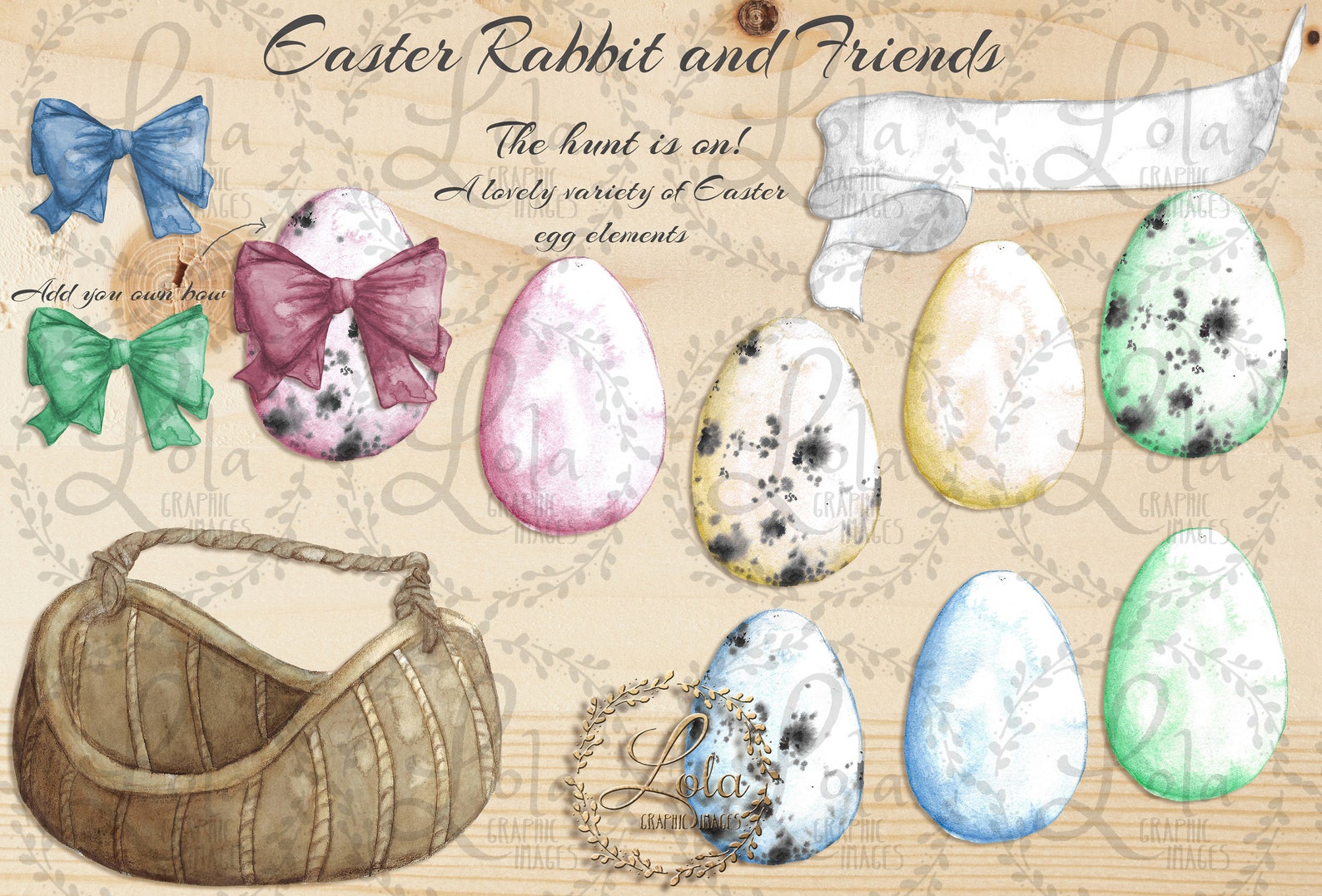 Watercolor Rabbit Clipart Cute Bunny Easter Egg Graphic | Etsy