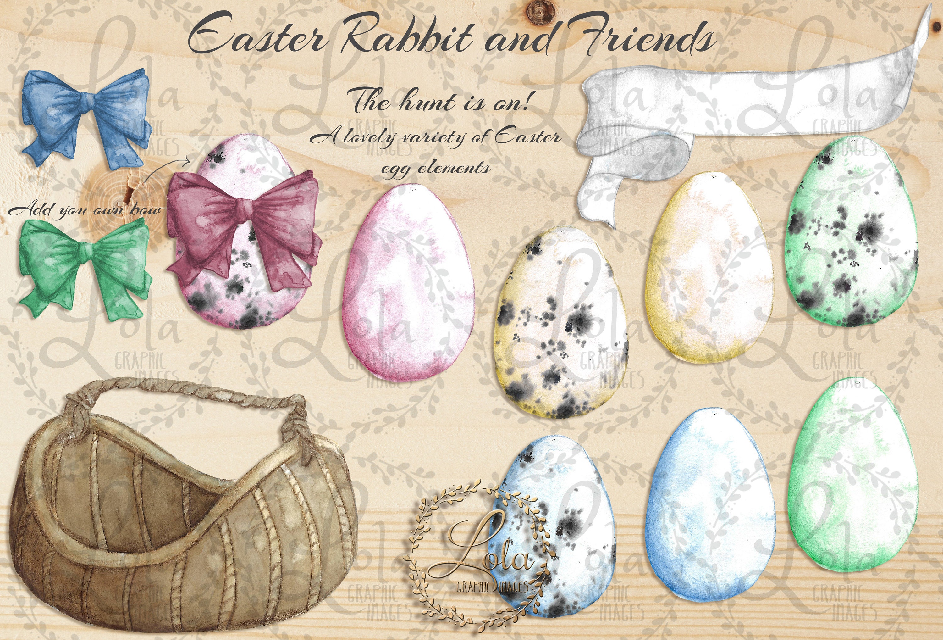 Watercolor Rabbit Clipart Cute Bunny Easter Egg Graphic | Etsy