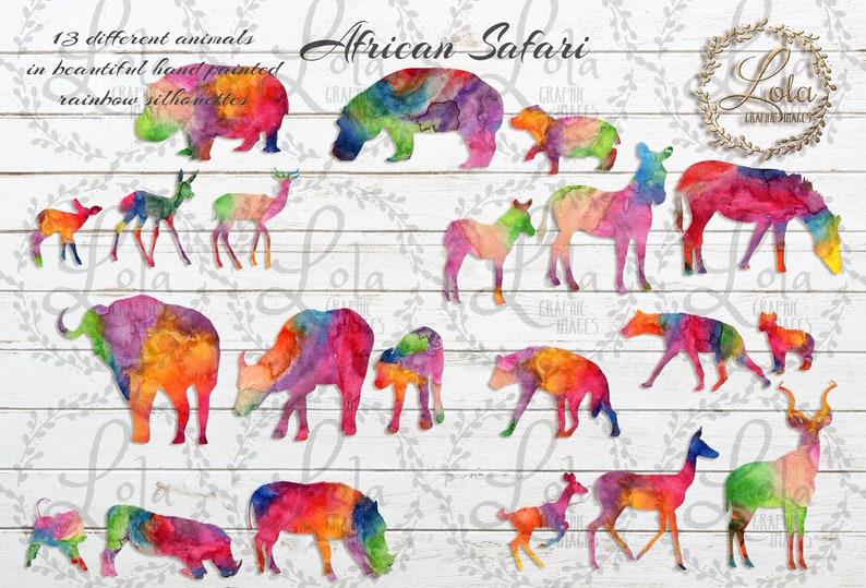 African Safari Animal Clipart Watercolor Baby Animals Art - Etsy UK