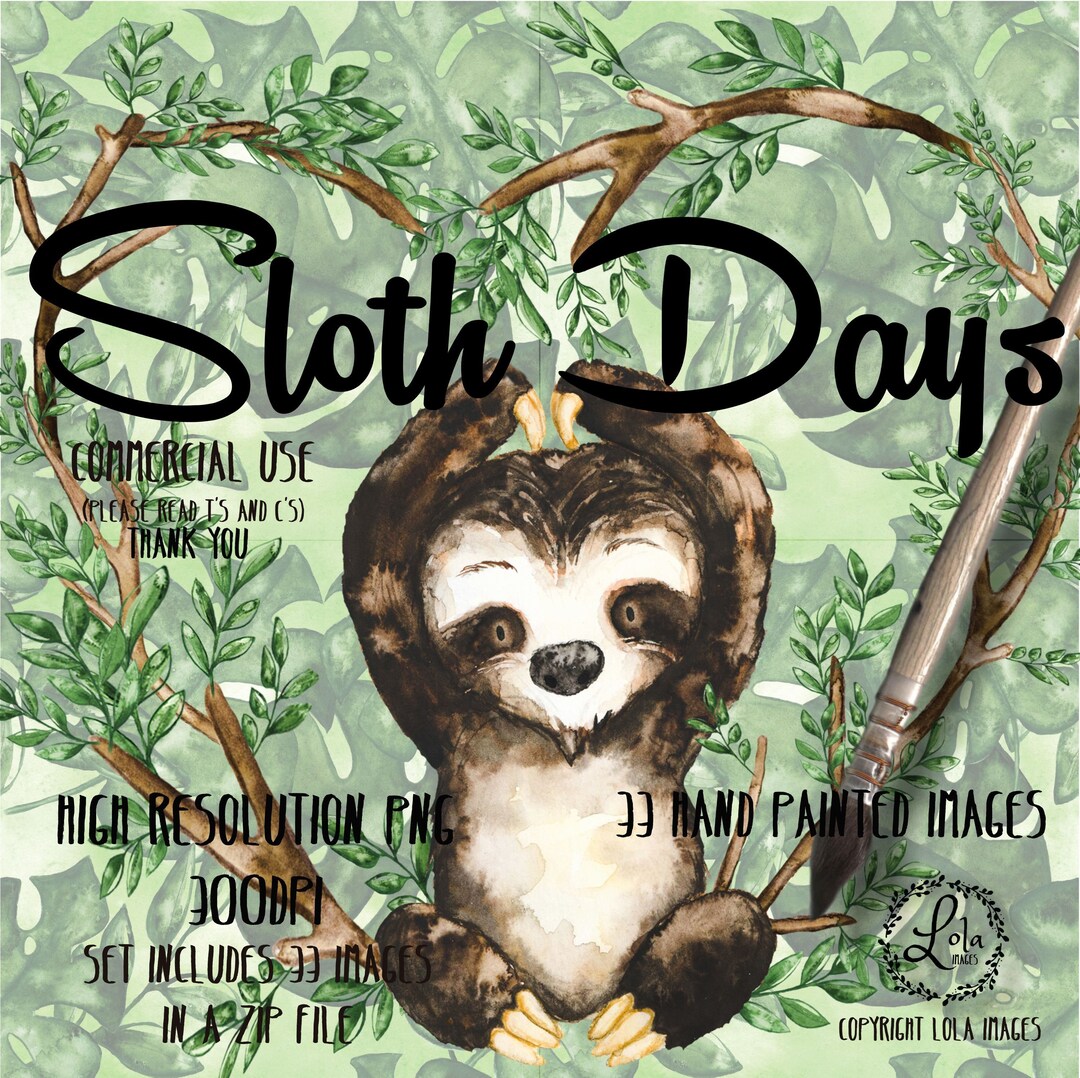 Cute Baby Sloth Clipart Cute Forest Animals Image Sleepy Sloth ...