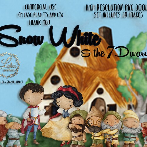 WHITE SNOW Clipart Fairy Tale Princess Watercolor Clipart - Etsy