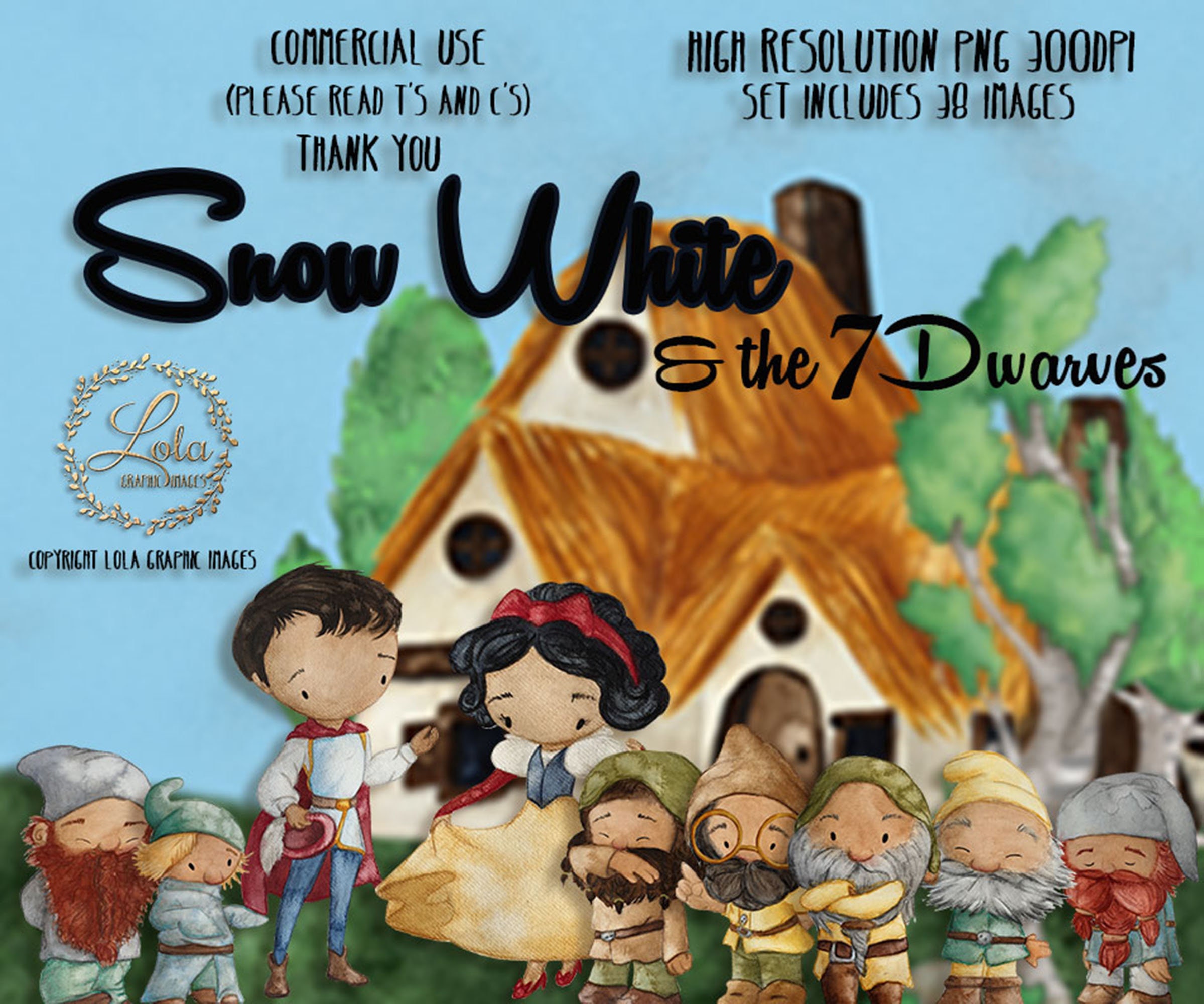 Snow White Clipart Fairy Tale Graphics Seven Dwarves Images - Etsy Canada