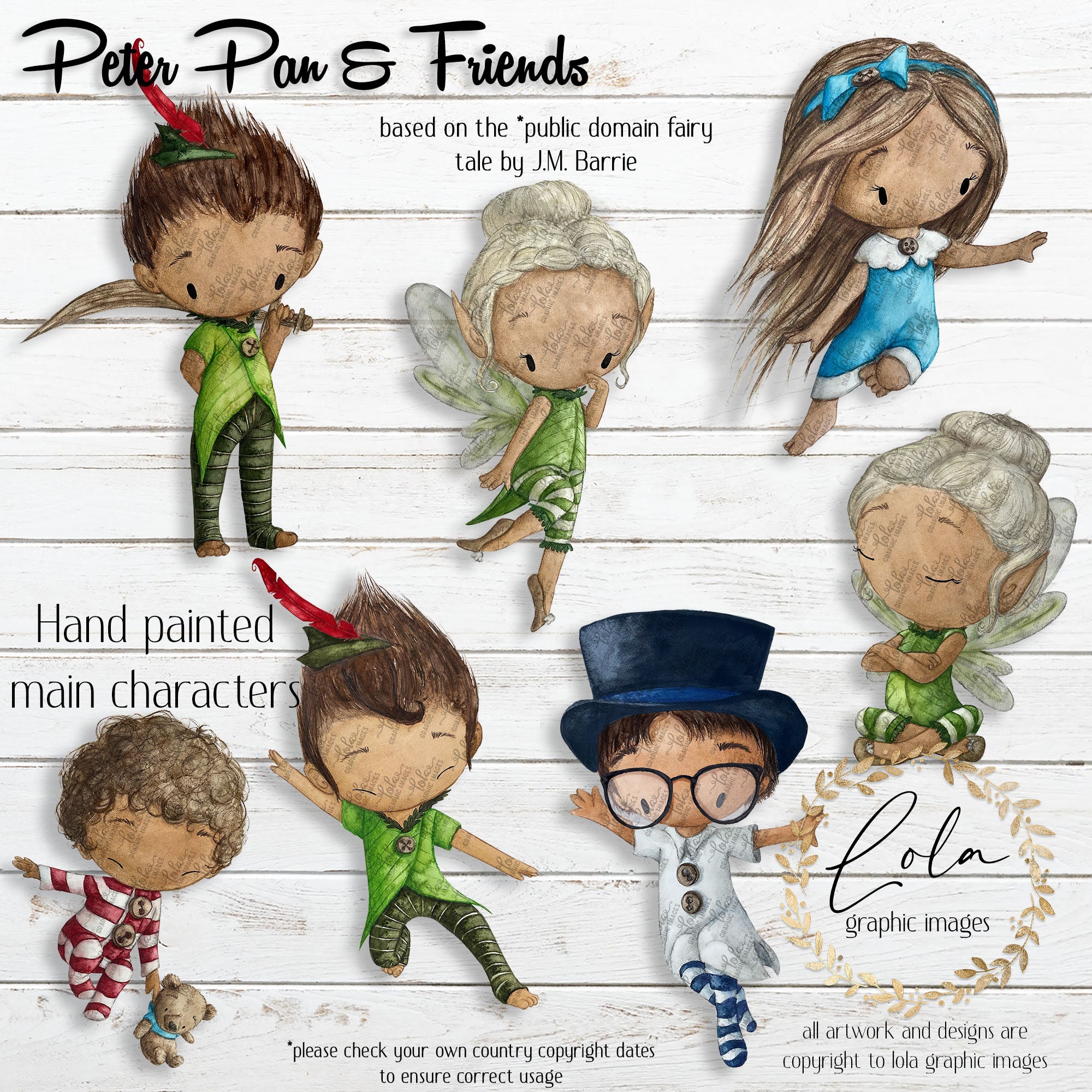 Watercolor Peter Pan Clipart Fairy Tale Art Tinkerbel - Etsy UK