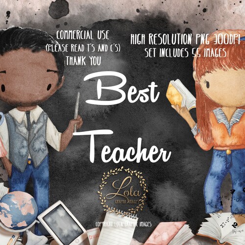 Back to School Clipart Teacher Watercolor Digital Clipart - Etsy