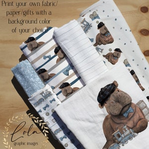 Watercolor Vintage Hippo Seamless Pattern Cute Baby Blue Graphics Hand ...