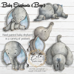 Watercolor Boy Elephant Clipart Africa Elly Animal Baby Boys Nursery ...