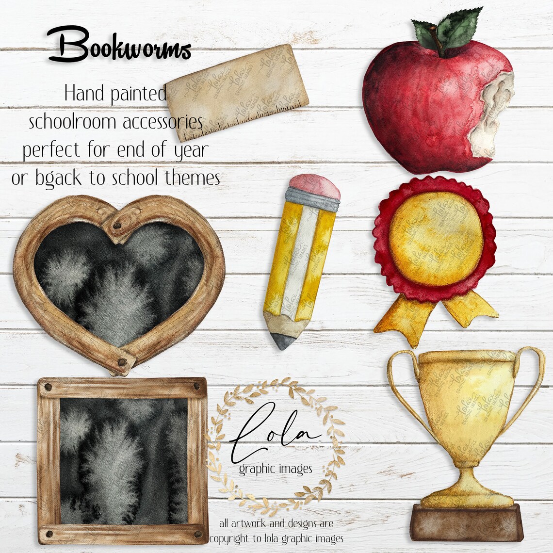 Watercolor Bookworm Clipart Back to School Images Teacher - Etsy