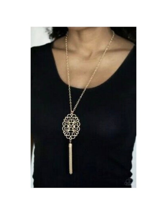 Abstract aztec brass necklace store