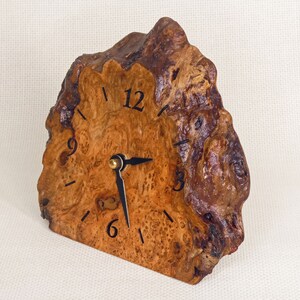 Natural Edge Cherry Burl Desk Clock - Etsy