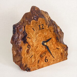 Natural Edge Cherry Burl Desk Clock - Etsy