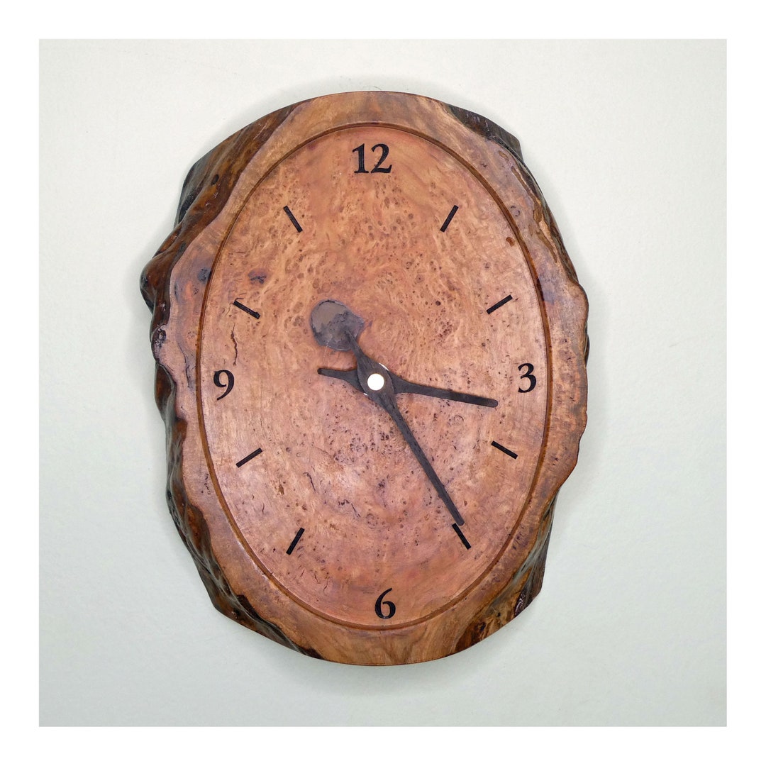 Natural Edge Cherry Burl Wall Clock - Etsy
