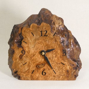 Natural Edge Cherry Burl Desk Clock - Etsy