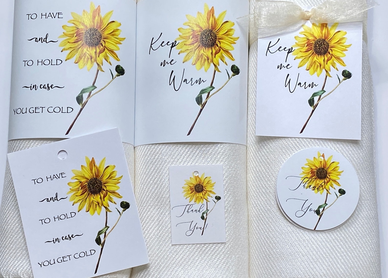 Sunflower Gift Tag or Band: Wedding Favor Tags - Etsy