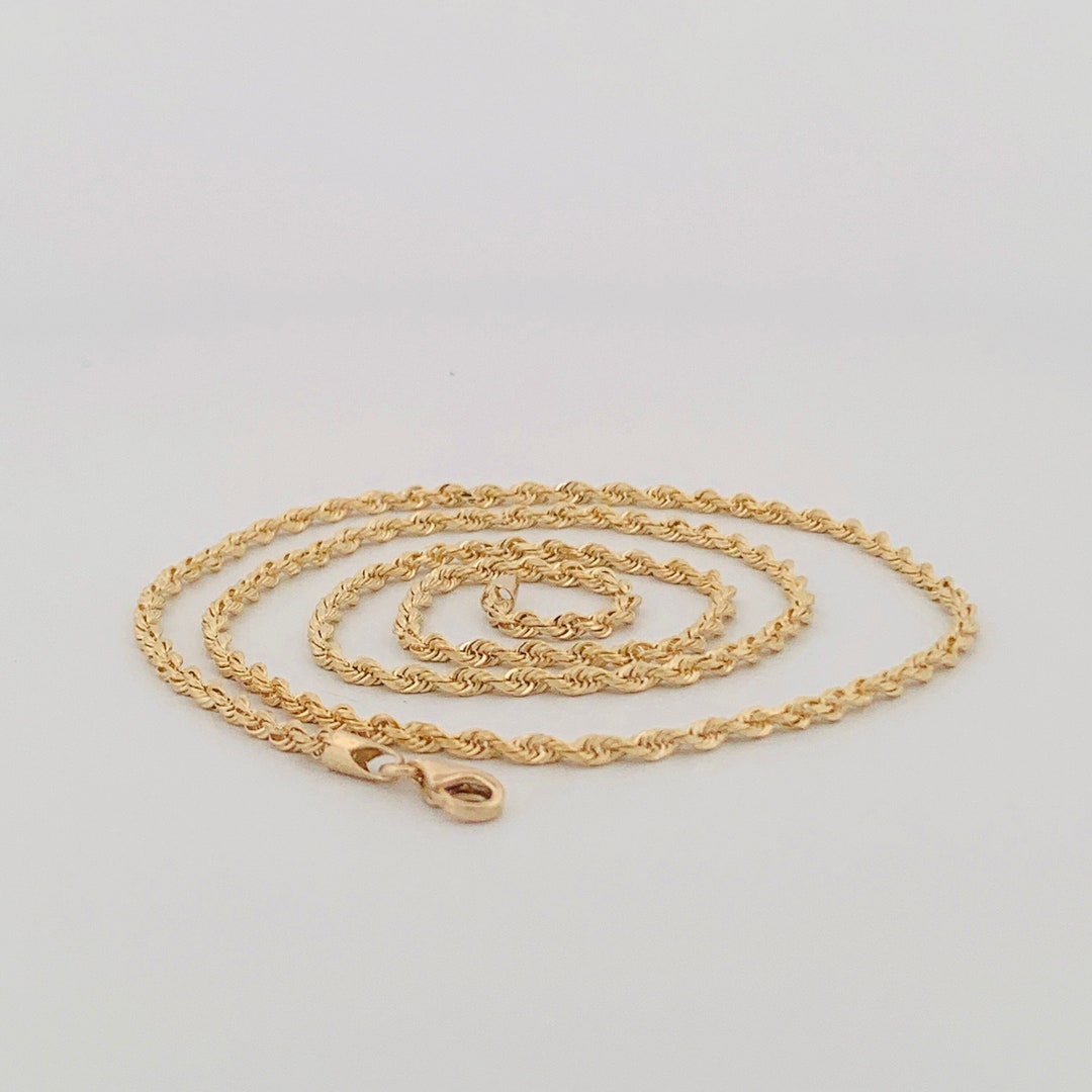 14K Solid Yellow Gold Rope Chain, 2.5MM 20 INCH Heavy Gold Rope ...