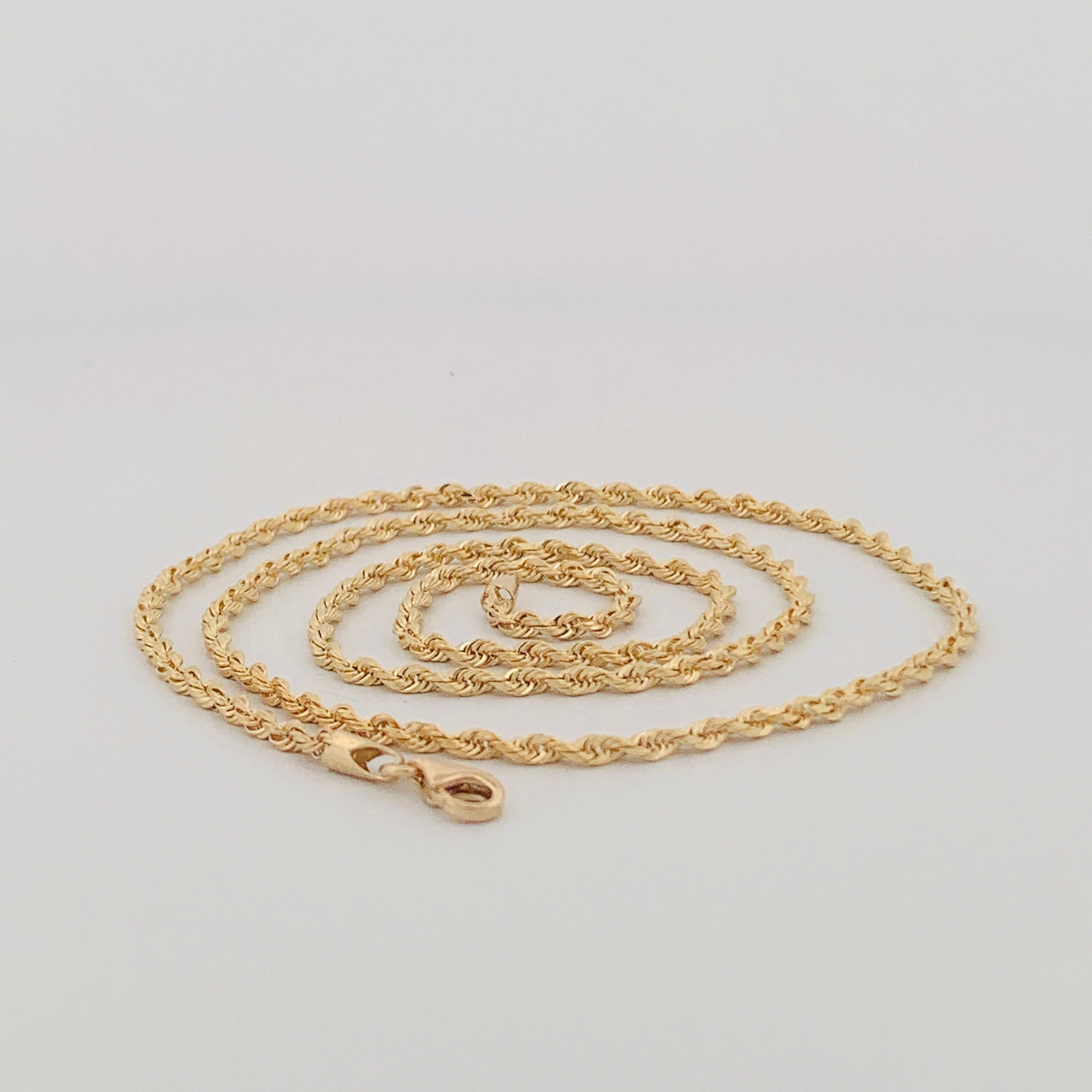 14K Solid Yellow Gold Rope Chain, 2.5MM 20 INCH Heavy Gold Rope ...