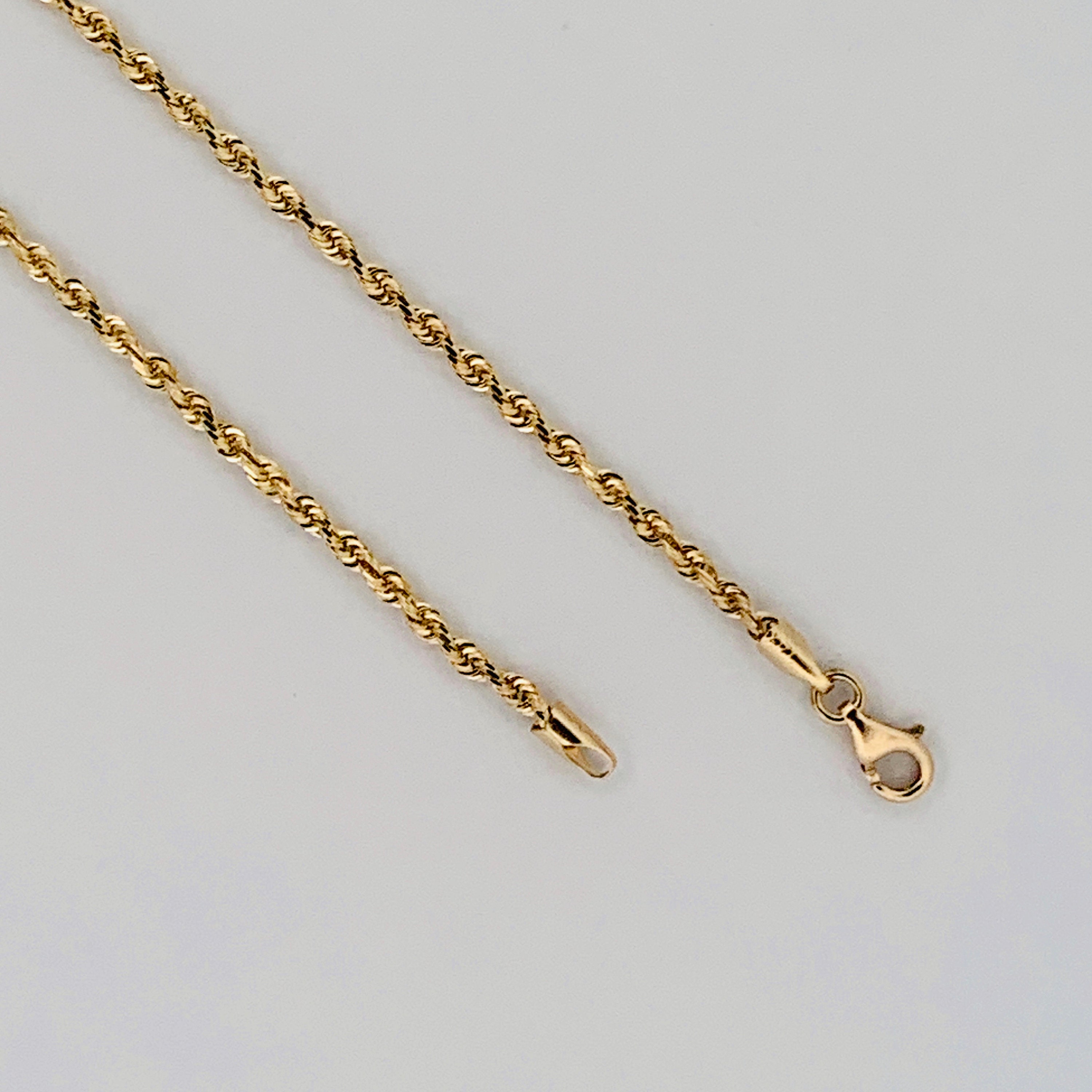 14K Solid Yellow Gold Rope Chain, 2.5MM 20 INCH Heavy Gold Rope ...