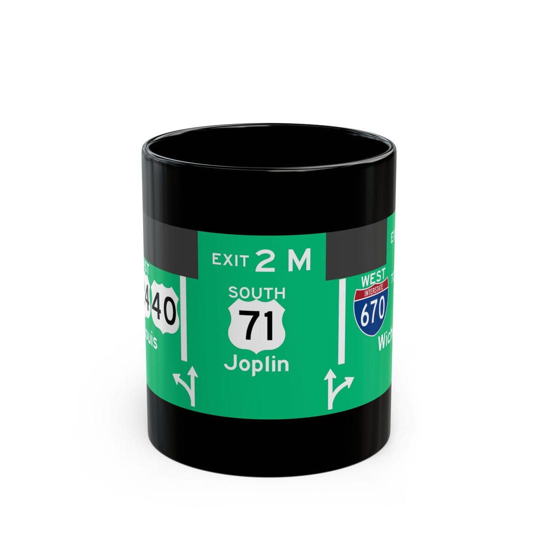 Midwest Highway Exit Sign Mug | Route 71 Joplin, I-35 Wichita - Etsy