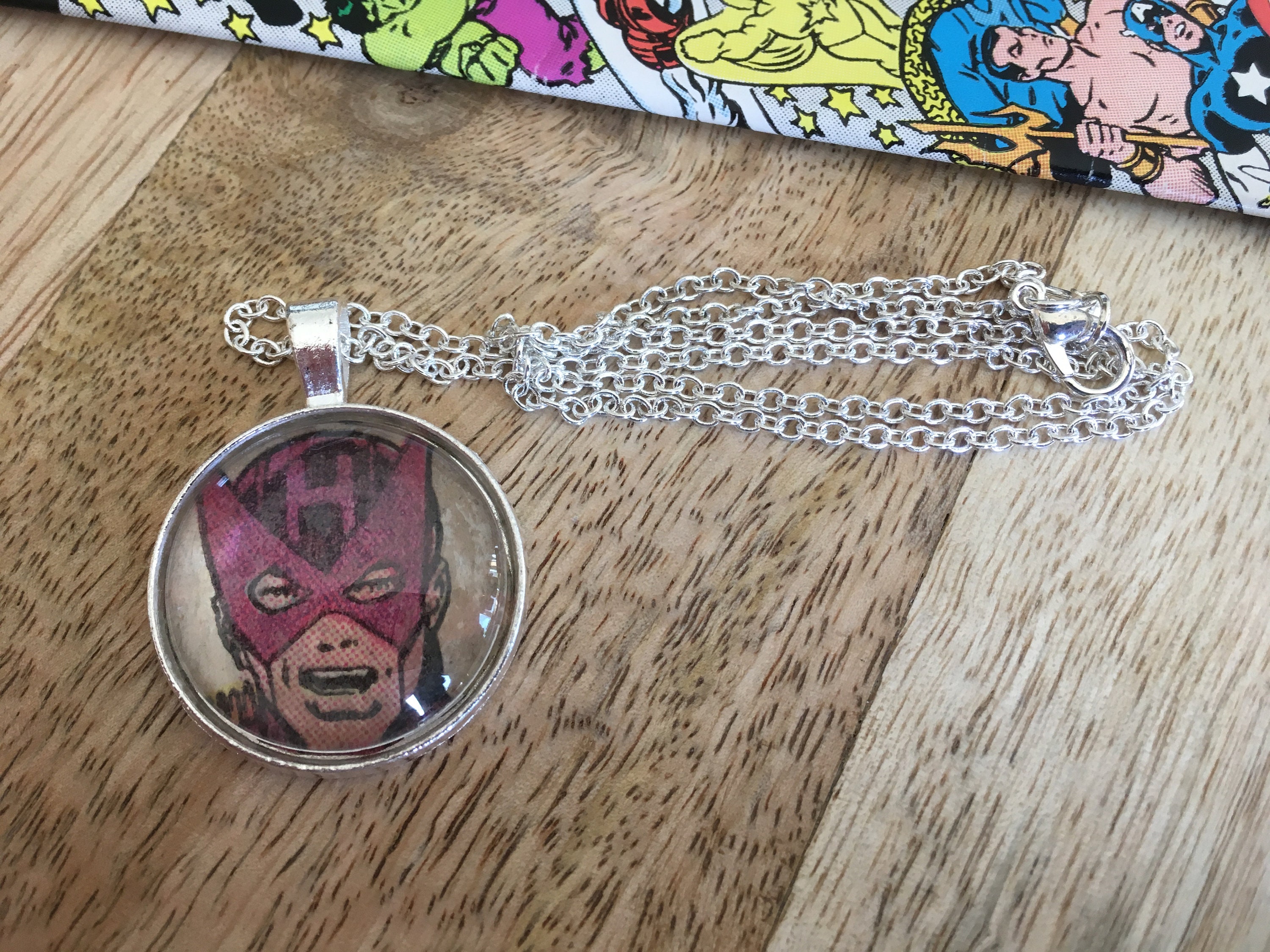 Marvel Avengers Hawkeye, Clint Barton Comic Book Page Necklace Pendant ...