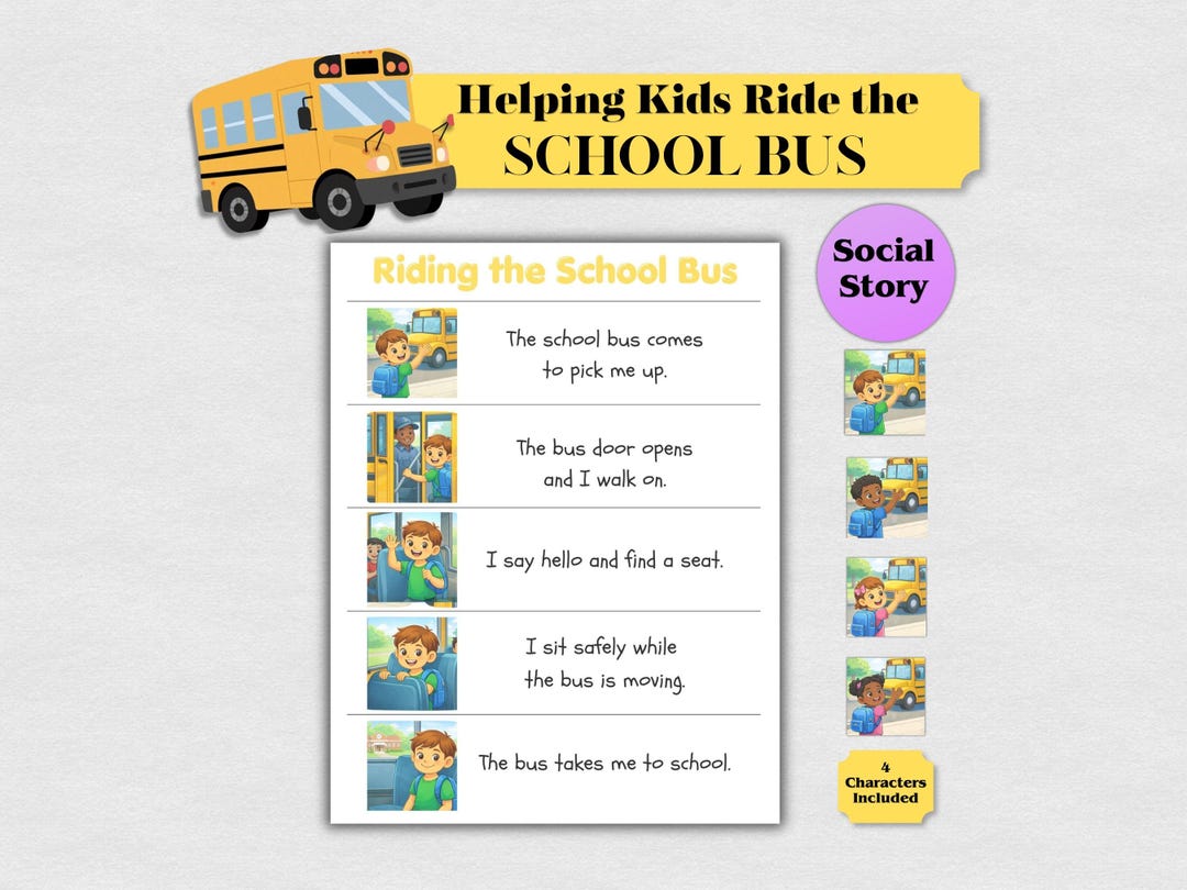 Riding the School Bus Social Story, Autism Special Education Resource ...