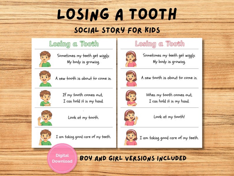 Losing a Tooth Social Story, Autism Special Education Resource (digital ...