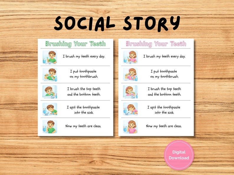 Brushing Teeth Social Story for Autism, Special Education (digital ...