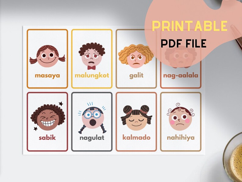 Tagalog Flashcards - Emotions (digital Print) - Etsy