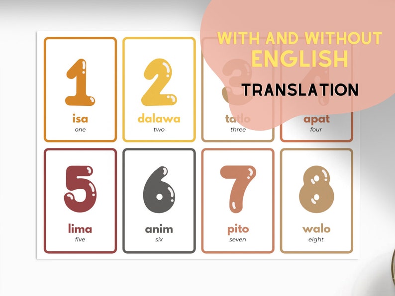 Tagalog Flashcards - Numbers (digital Print) - Etsy