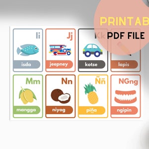 Tagalog Flashcards - Filipino Alphabet (digital Print) - Etsy