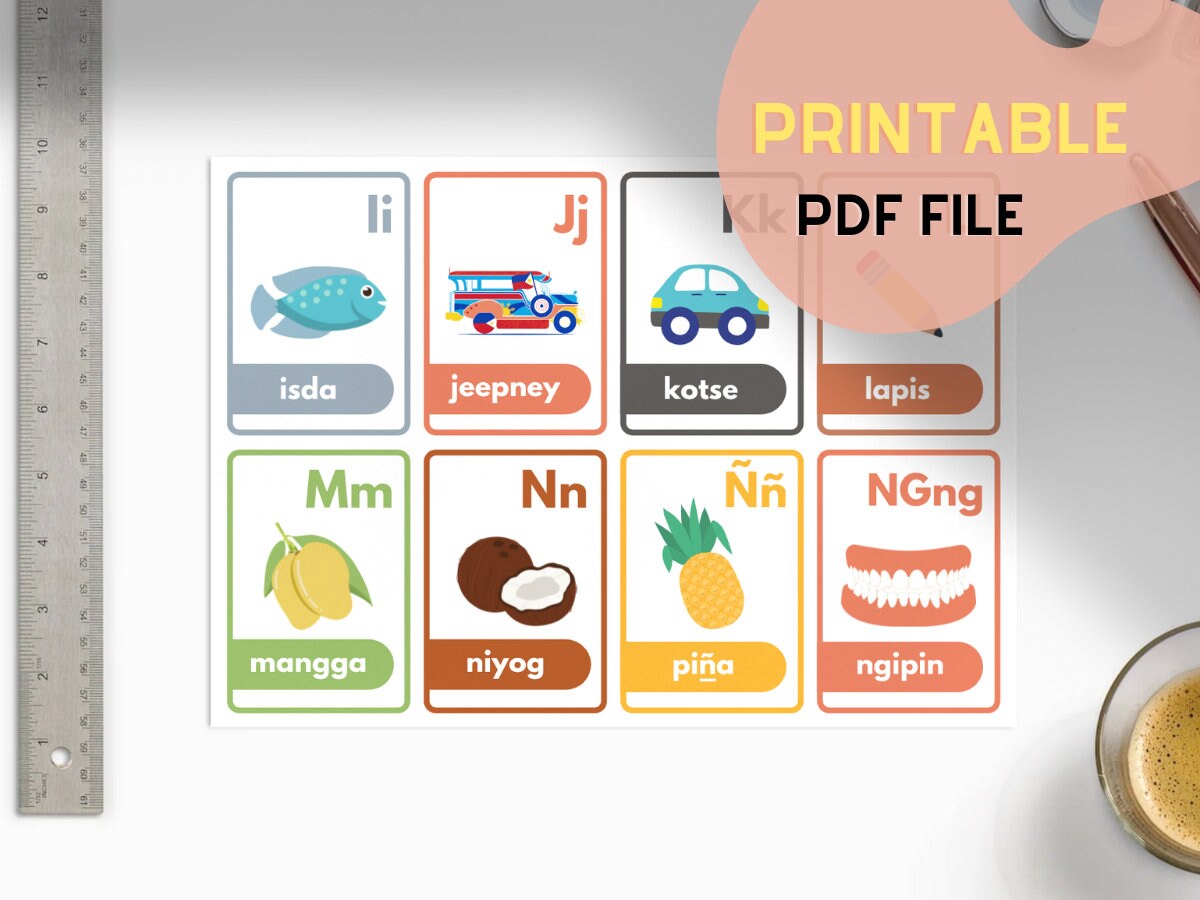 Tagalog Flashcards - Filipino Alphabet (digital Print) - Etsy