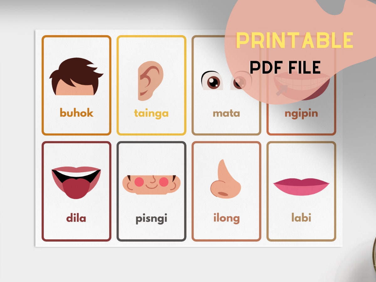 Tagalog Flashcards - Body Parts (digital Print) - Etsy
