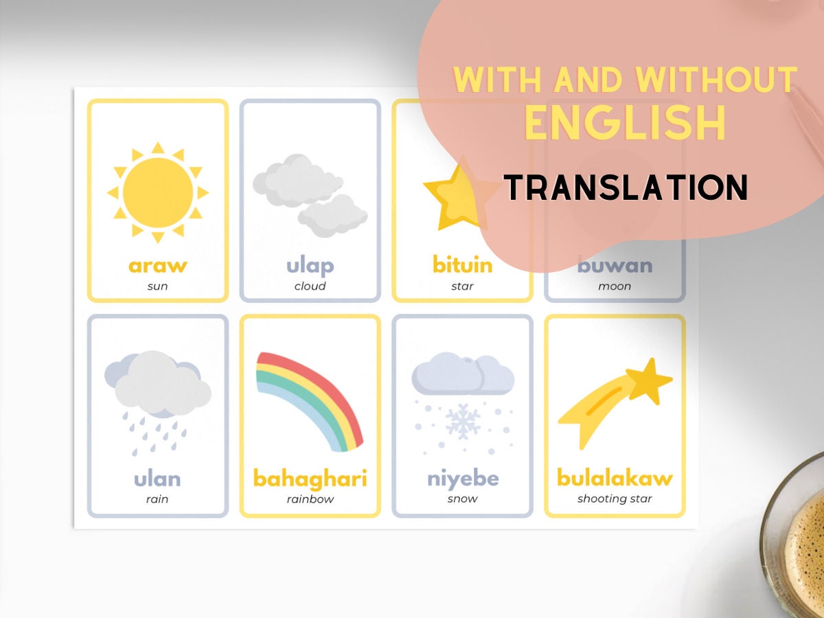Tagalog Flashcards - Sky Elements (digital Print) - Etsy