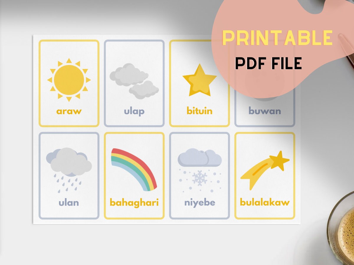 Tagalog Flashcards - Sky Elements (digital Print) - Etsy