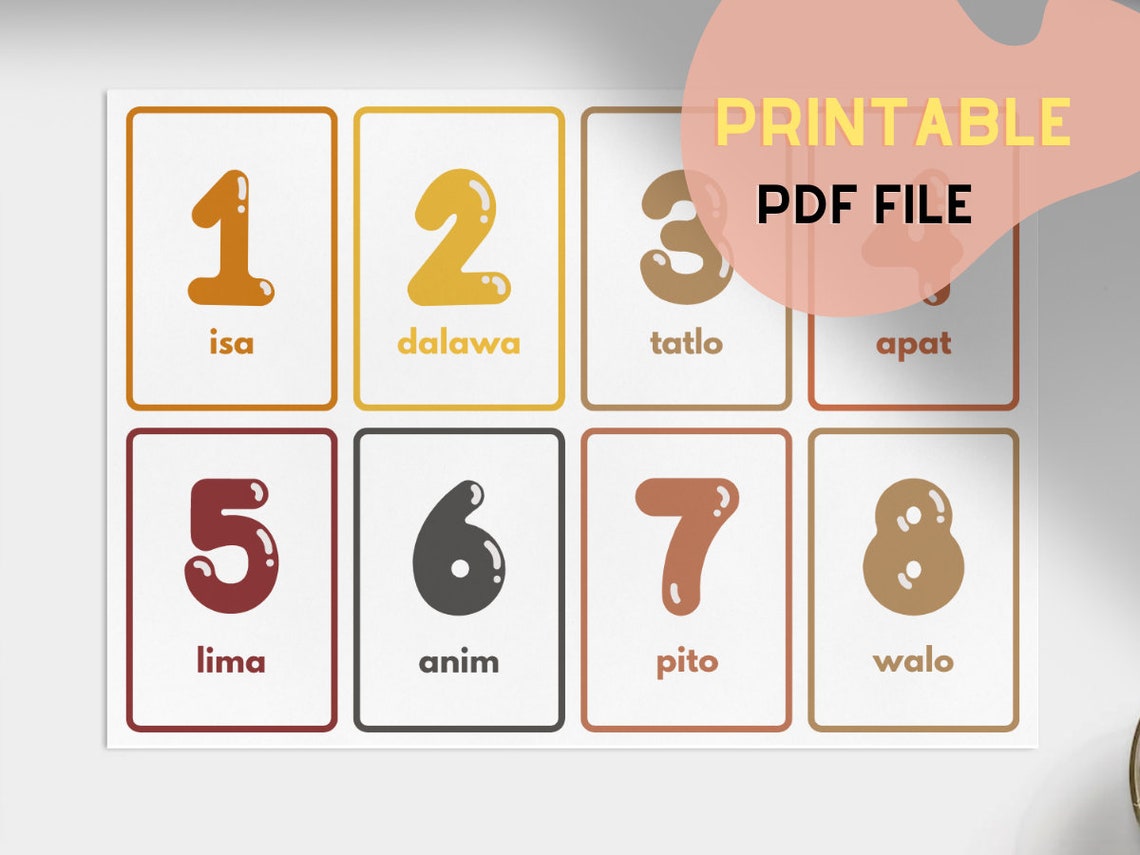 Tagalog Flashcards - Numbers (digital Print) - Etsy