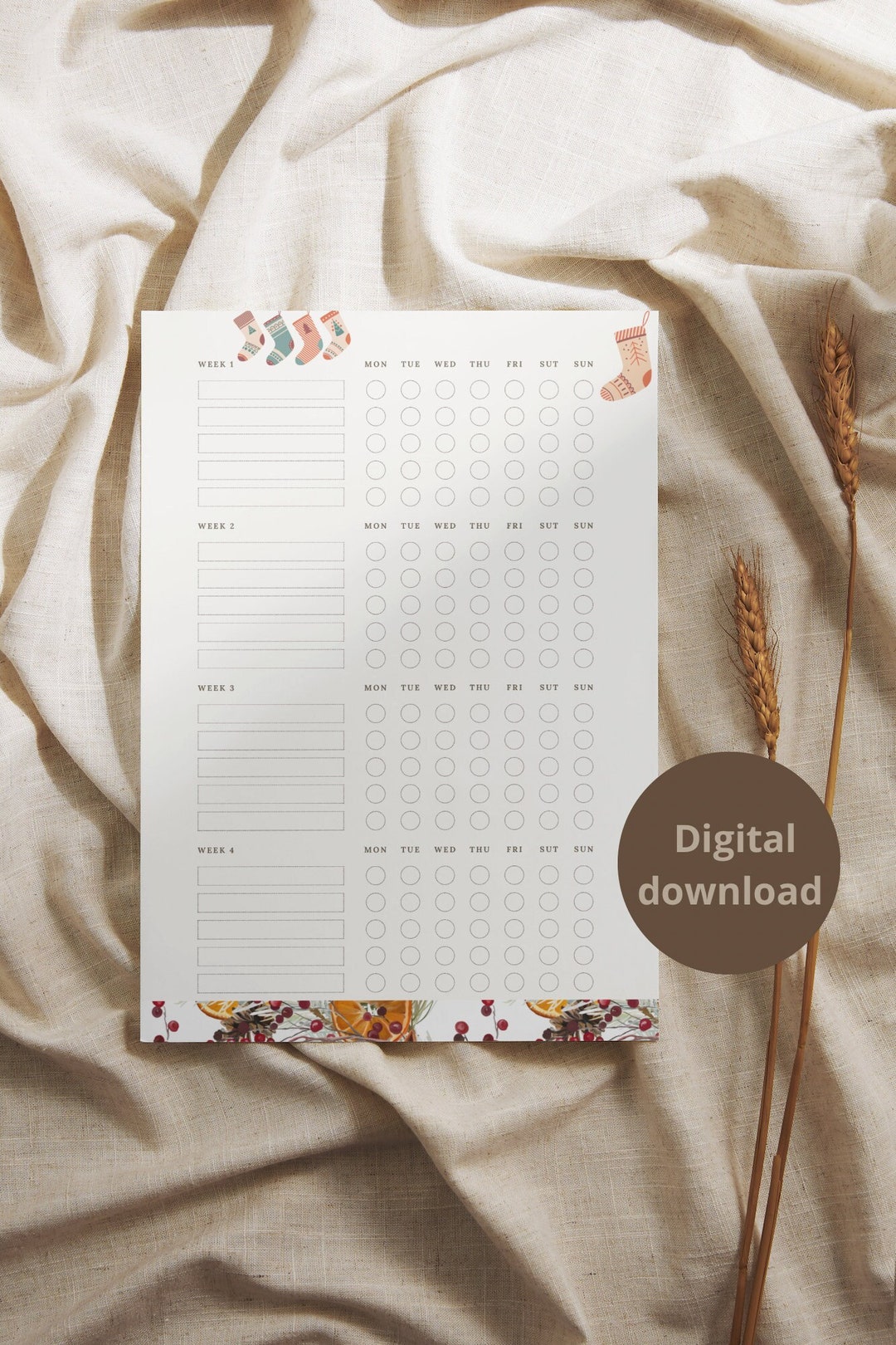 Minimalists Christmas Check List, Neutral Digital Download A4 ...