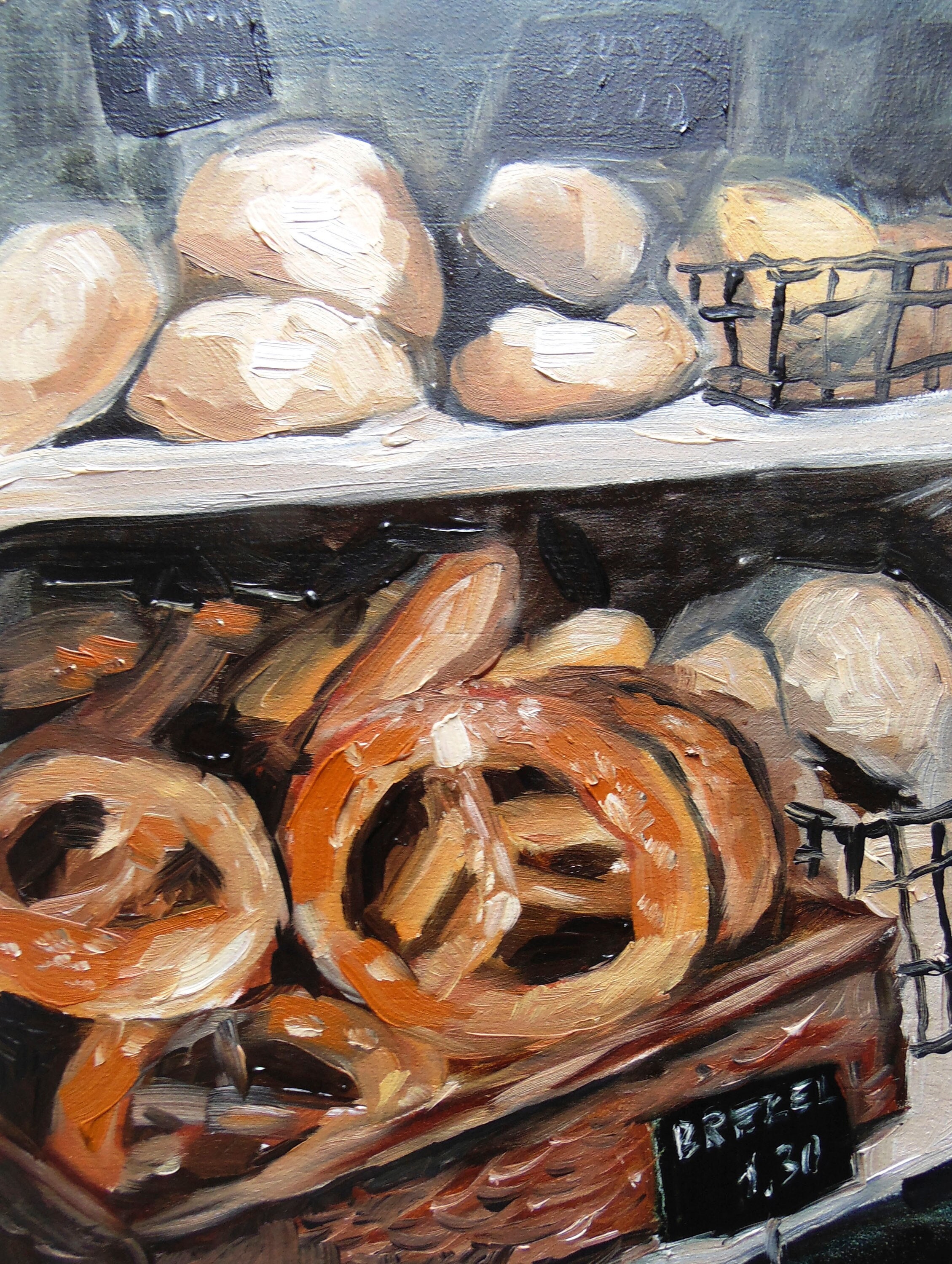 Bakery Painting Bread Original Art 5 by 7 Pretzel Food Artwork by ...