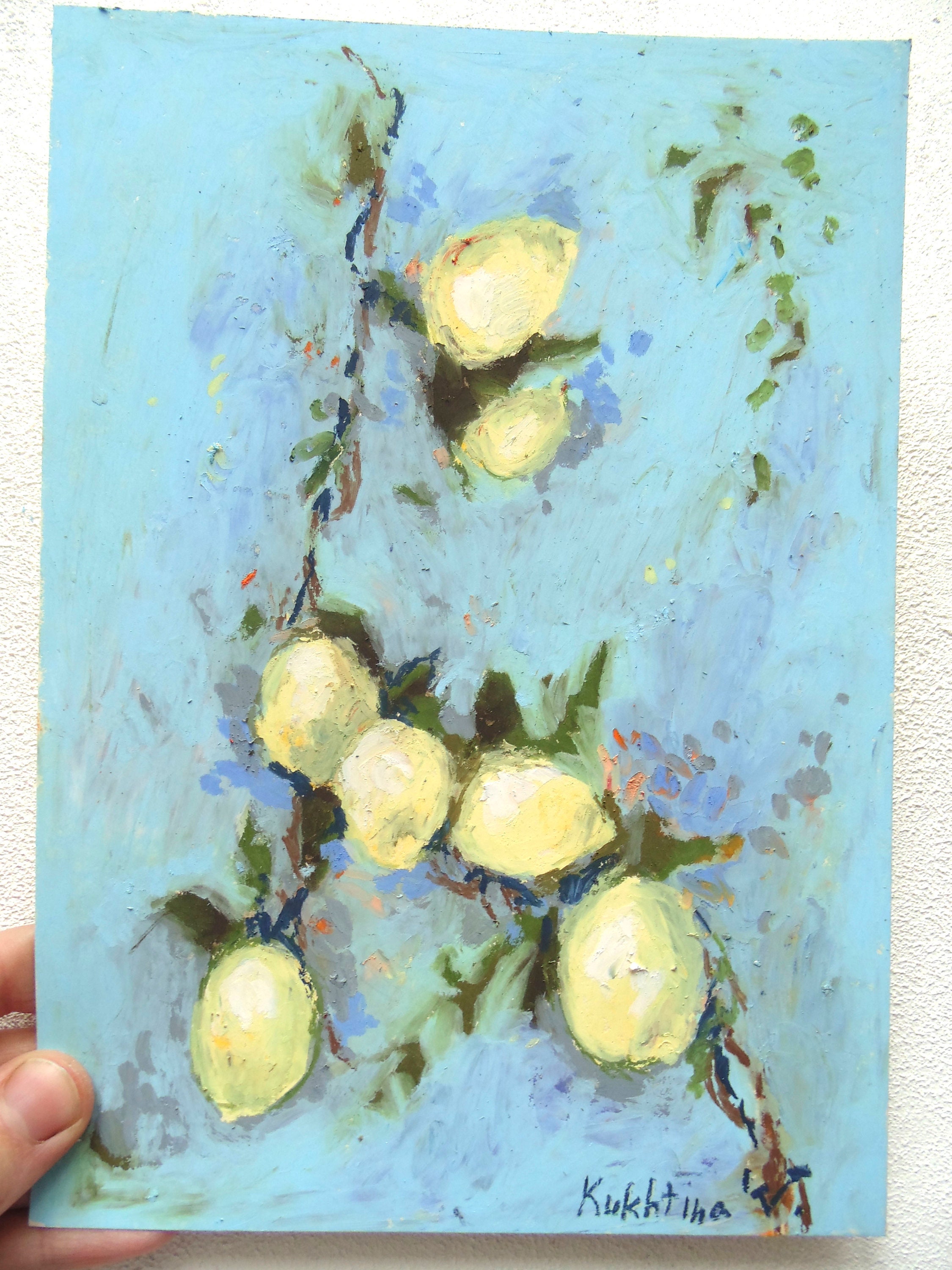 Lemon Tree Painting Original Art 5 by 7 Italy | Etsy