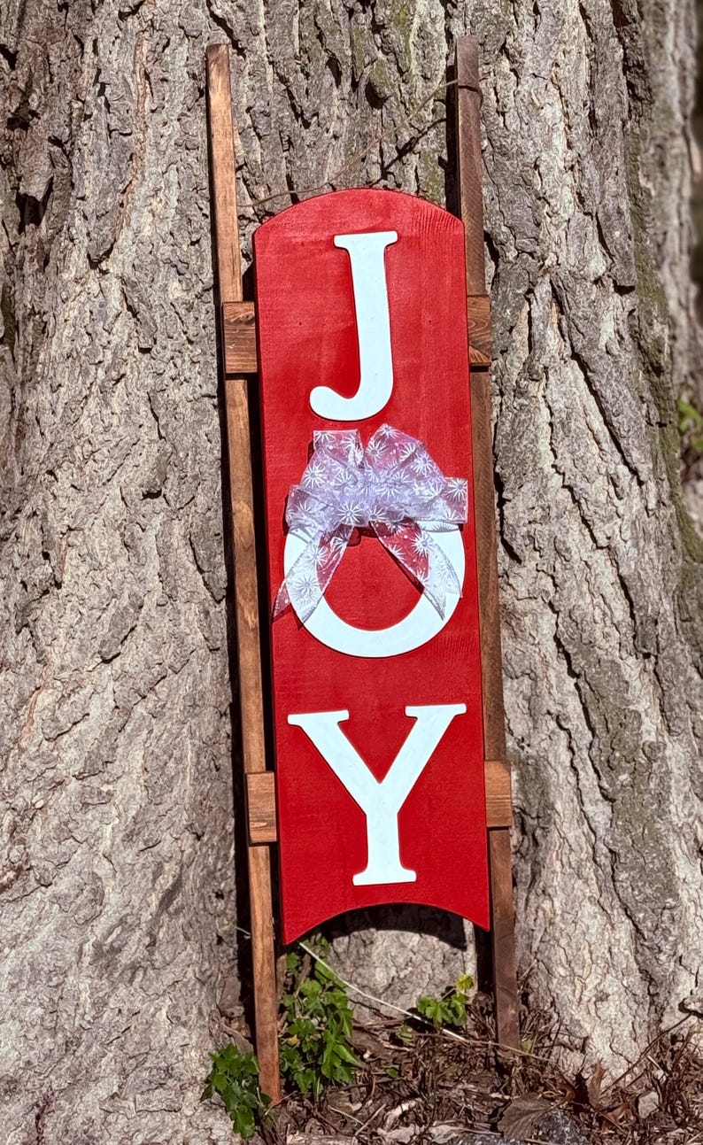 Red JOY 36inch Sled Sign - Etsy