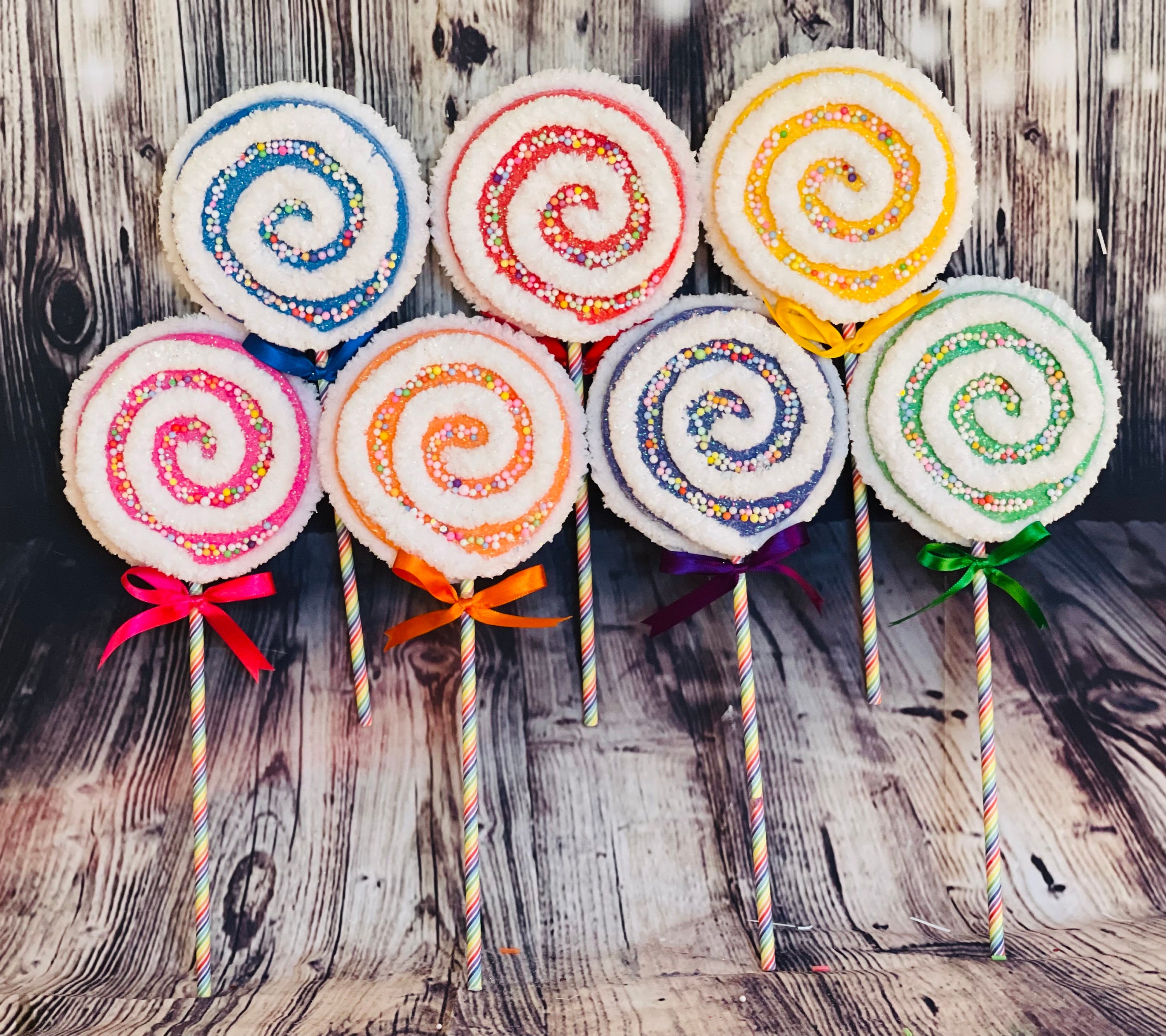 Fake Small Primary Color Lollipop 10inch With Glitter 4 Inch Wide 10 ...