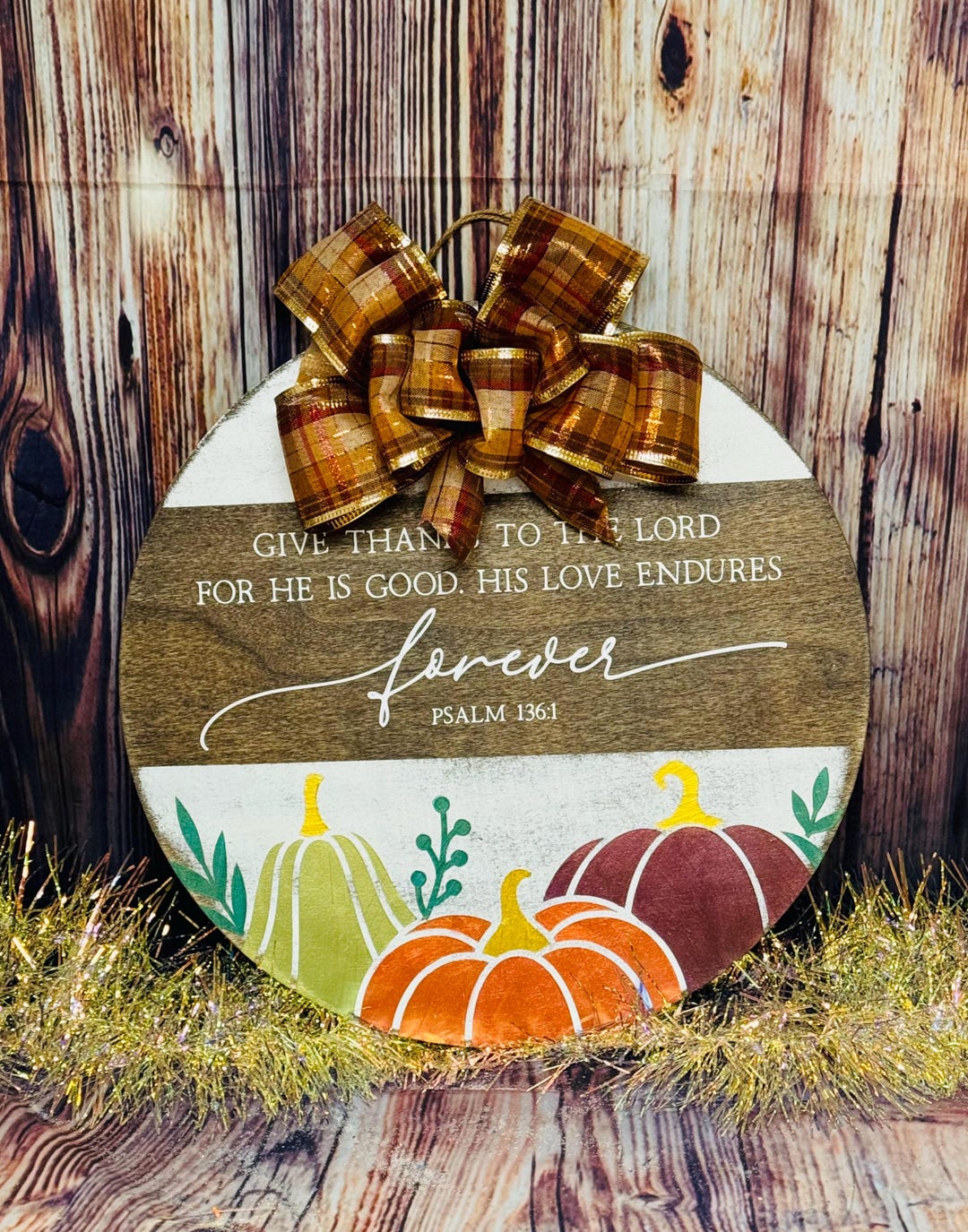 Give Thanks to the Lord Pumkin Door Hanger Porch Sign 14 Inch Wide ...