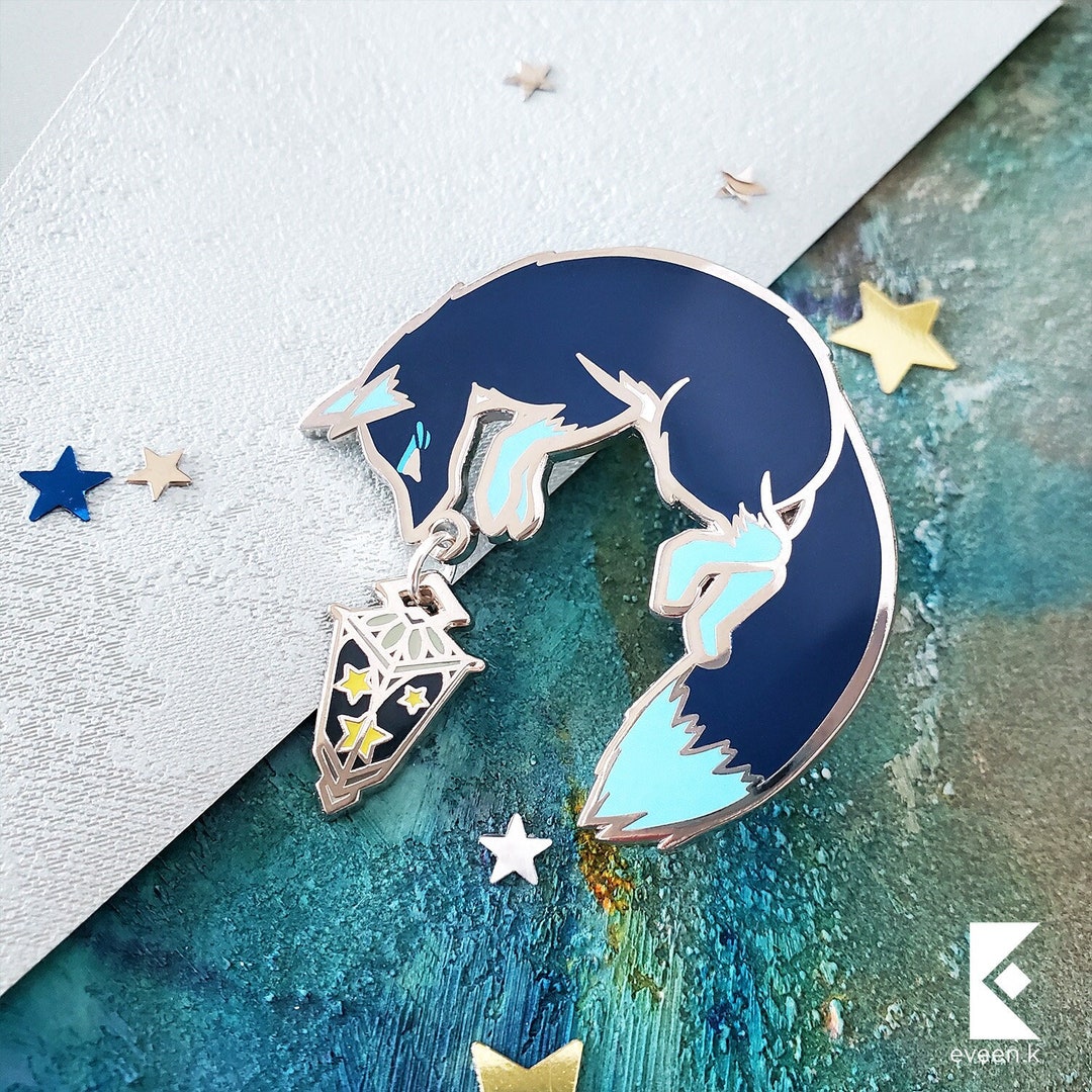 Kitsune Fox Star Carrier Enamel Pin Glow in the Dark Animals With ...