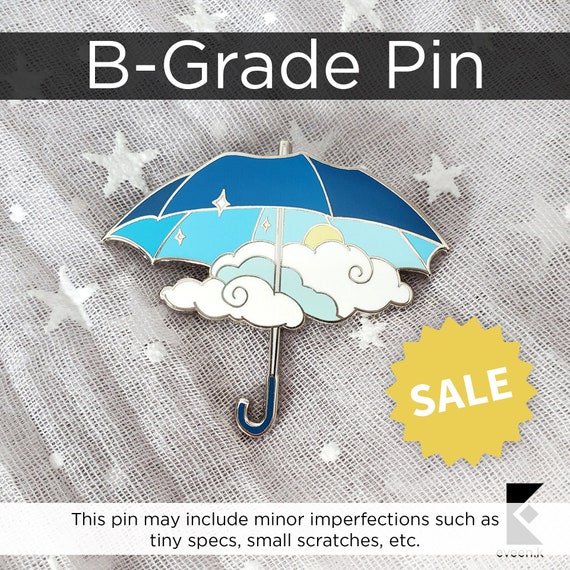 SALE Blue Partly Cloudy Enamel Pin Umbrella Clear Sky Rain | Etsy
