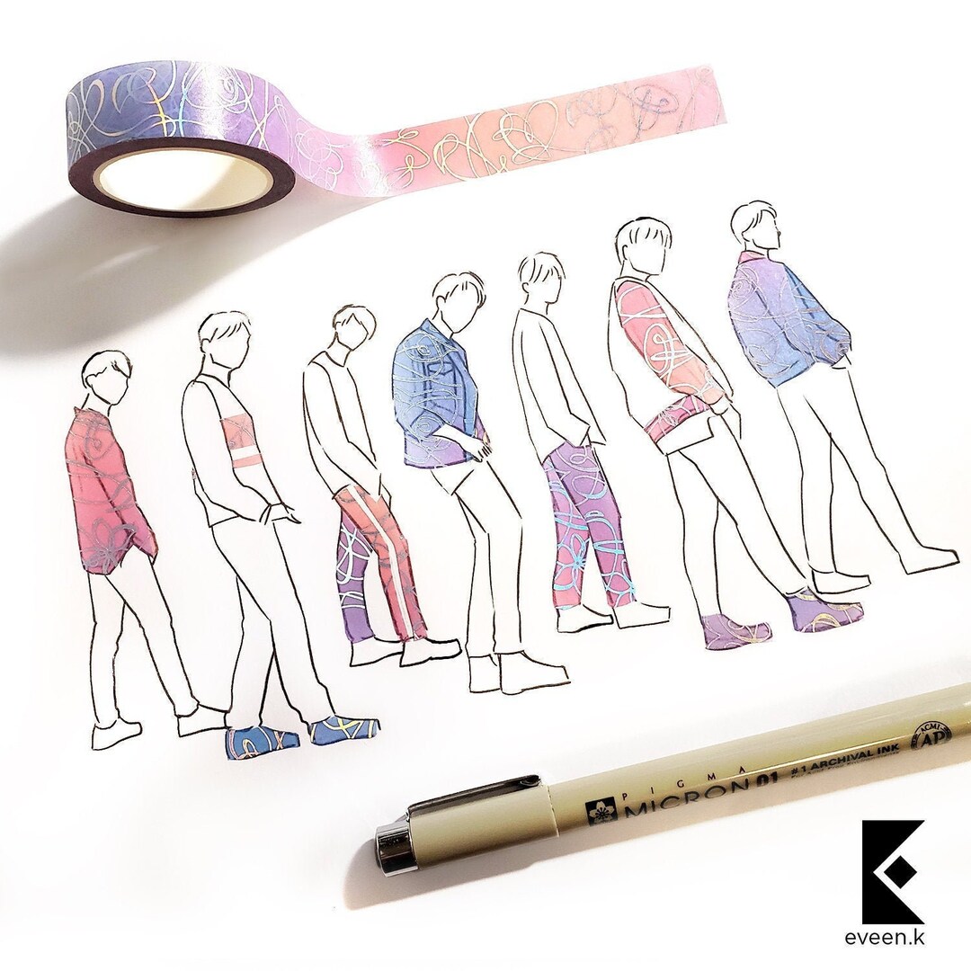BTS Love Yourself Holographic Washi Tape: Kpop Scrapbook Planner - Etsy