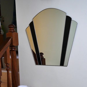 Art Deco Fan Mirror - Black Stained Glass - Etsy