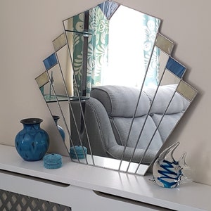 Vintage 1930's Mirror- Art Deco Fan Shaped Genuine Stained Glass - Etsy UK