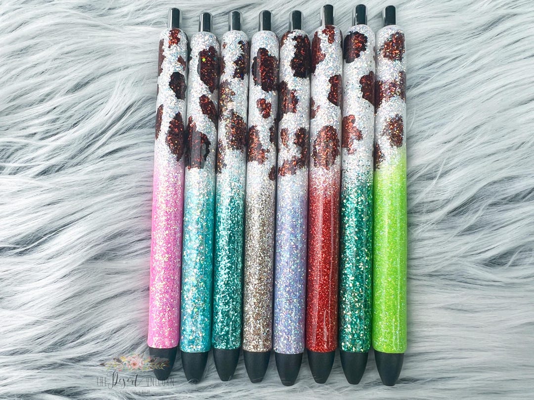 Neon Western Cow Pen, Cow Print Pen, Glitter Pens, Personalized Glitter ...