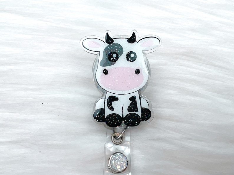Cow Acrylic Badge Reel, Interchangeable ID Holder - Etsy
