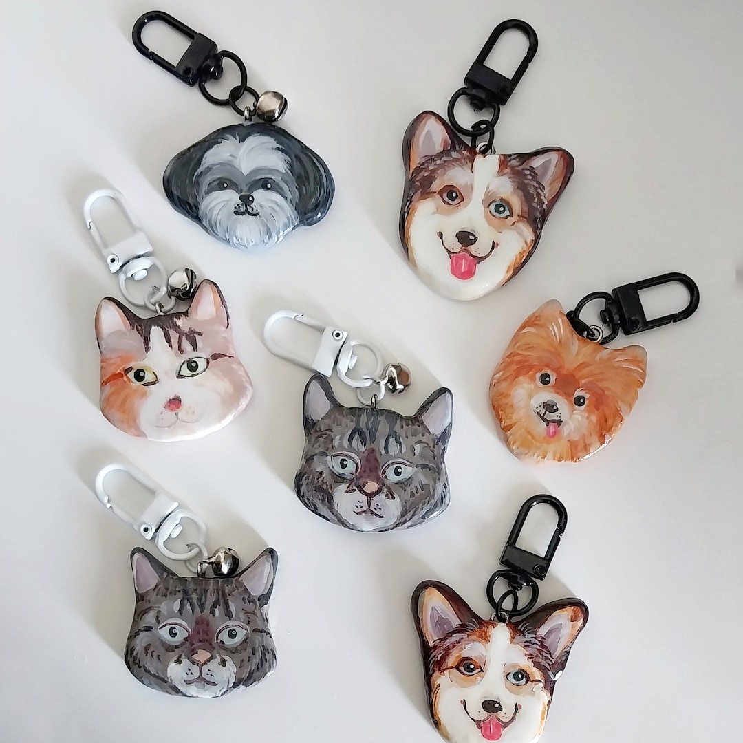 Customable Handmade Pet Keychain Made From Air Dry Clay Pet Gifts for ...