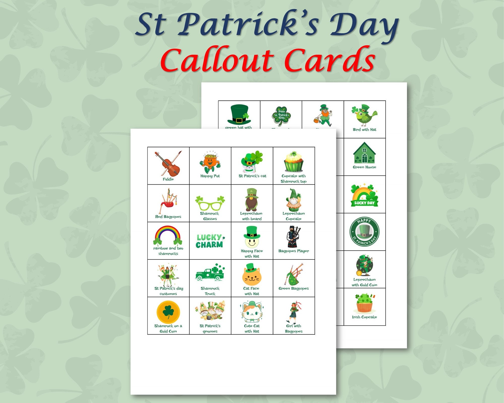 30 St Patrick's Day Bingo Cards St Patrick Day Party Game Fun St ...